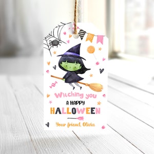 EDITABLE Halloween Treat Tags, Halloween Witch Favor Tags, Witching You ...