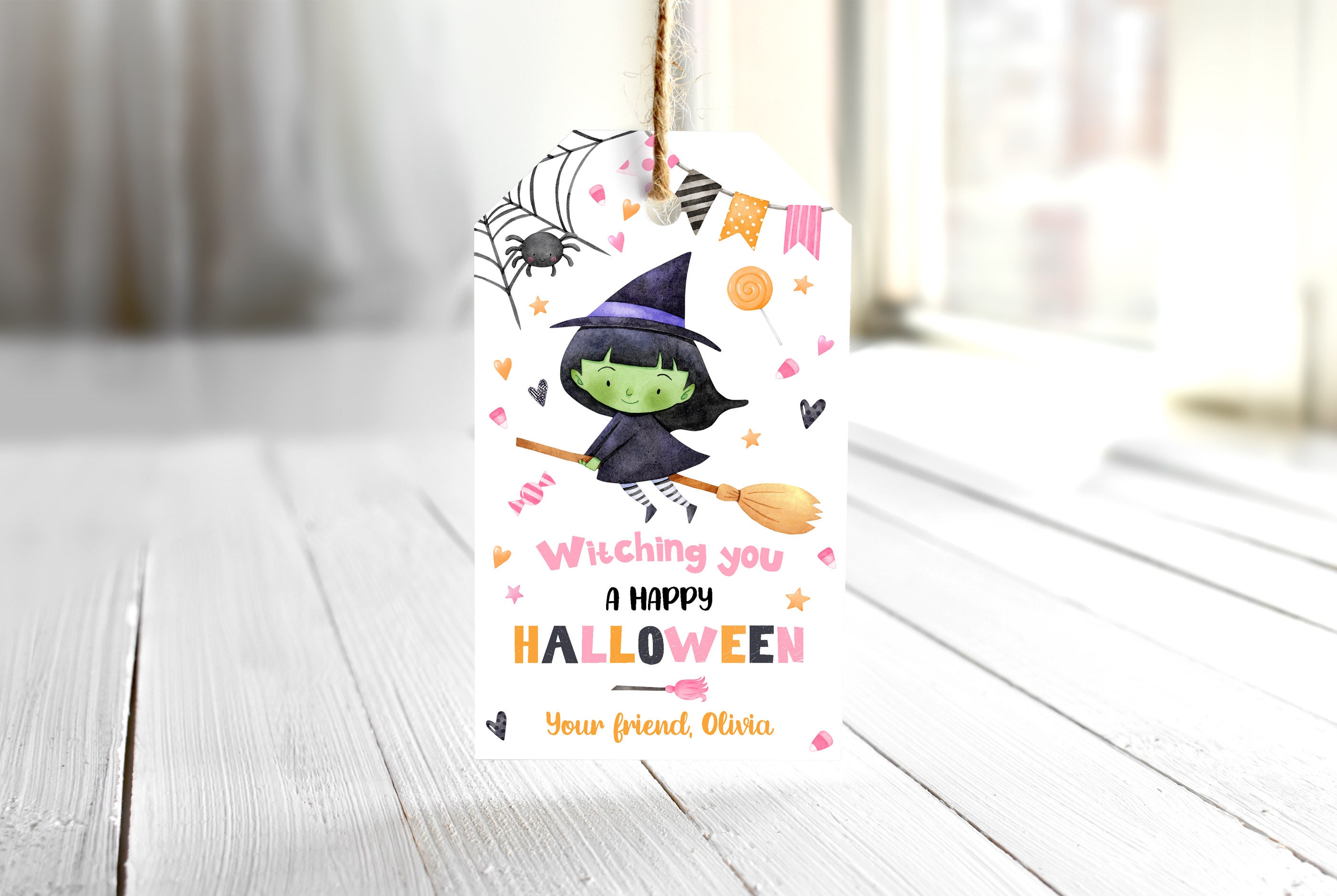 EDITABLE Halloween Treat Tags Halloween Witch Favor Tags - Etsy