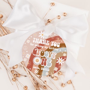 EDITABLE Groovy One Birthday Favor Thank You Tag Groovy Birthday Favor ...