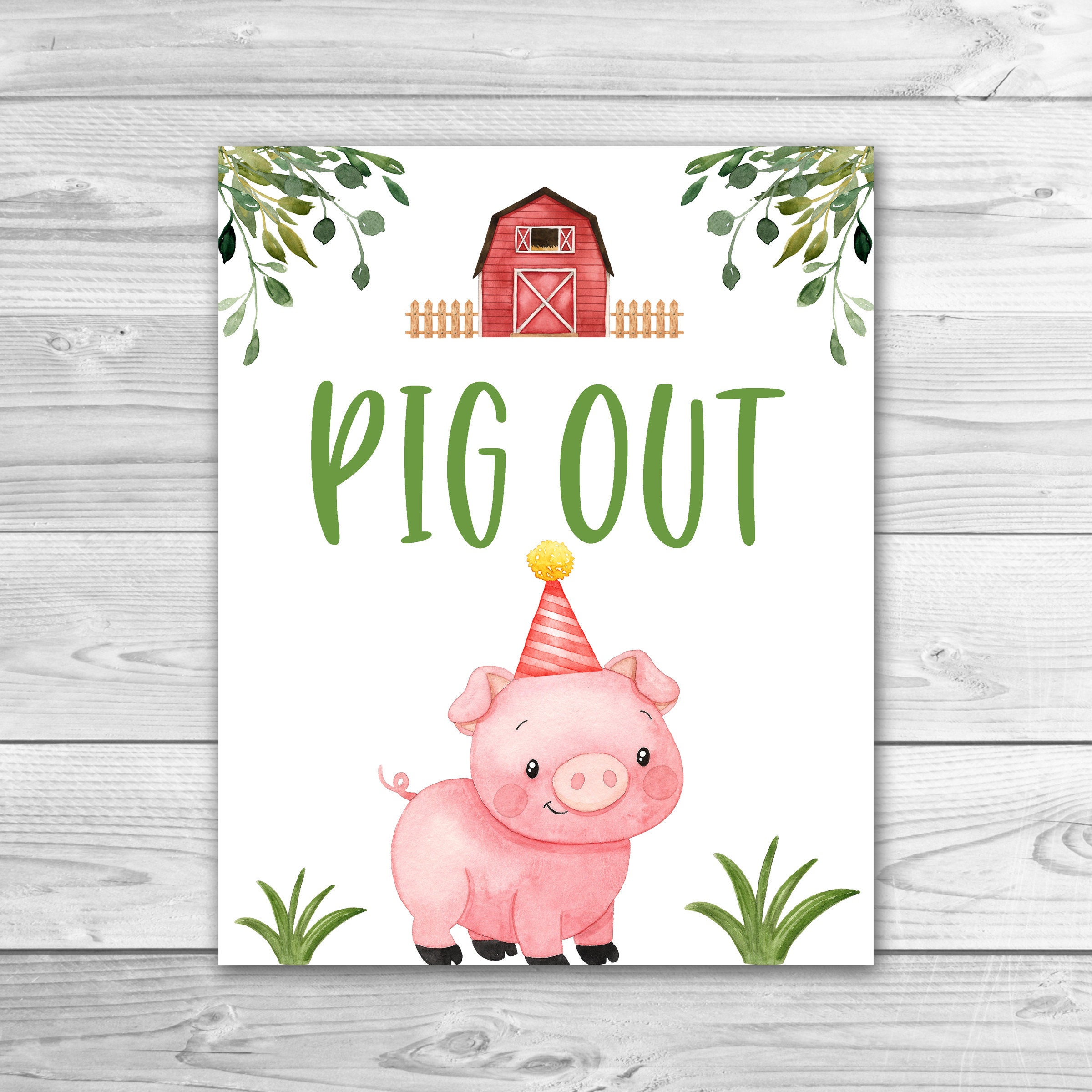 Pig Out Farm Birthday Table Sign Pig Out Table Sign Farm - Etsy