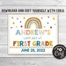 Editable Last Day of First Grade Sign Boho Rainbow Last Day of School ...