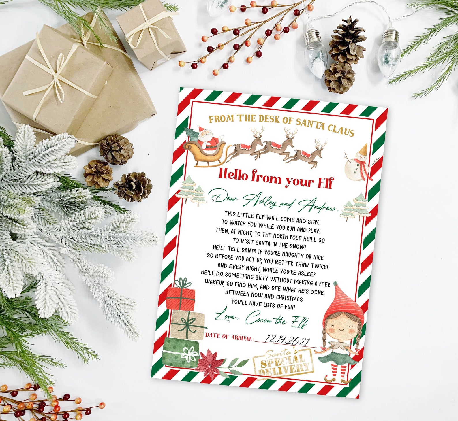 EDITABLE Elf Welcome Letter Girl Elf Letter First Time Elf Arrival ...