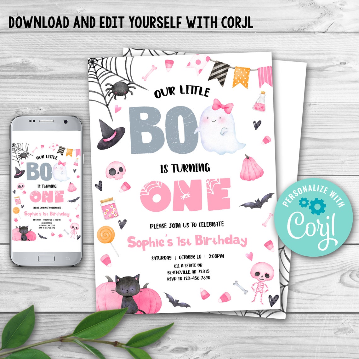 Editable Our Little Boo Birthday Party Invitation Halloween - Etsy