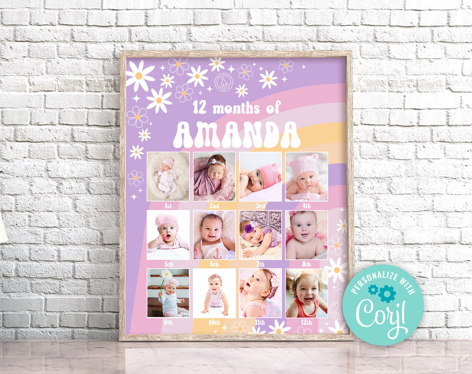 Editable Groovy First 12 Months Photo Collage Groovy One First - Etsy