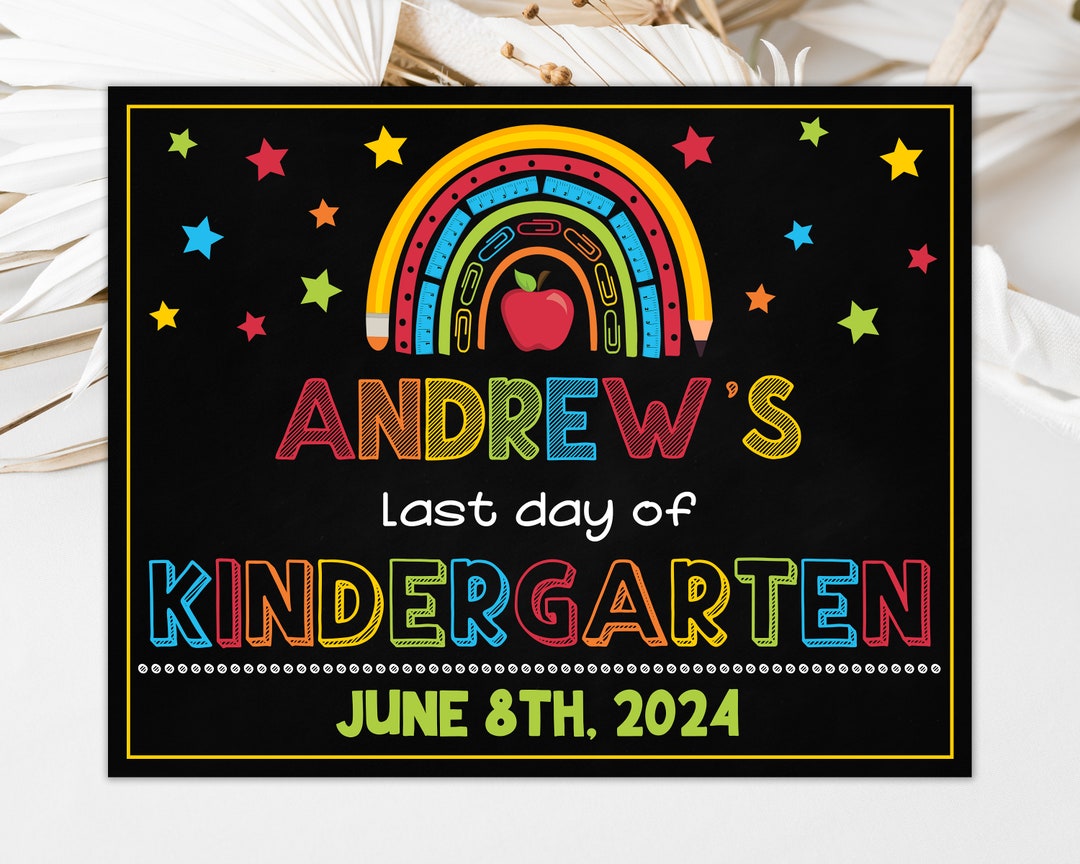 Editable Last Day of Kindergarten Sign Last Day of School Sign ...