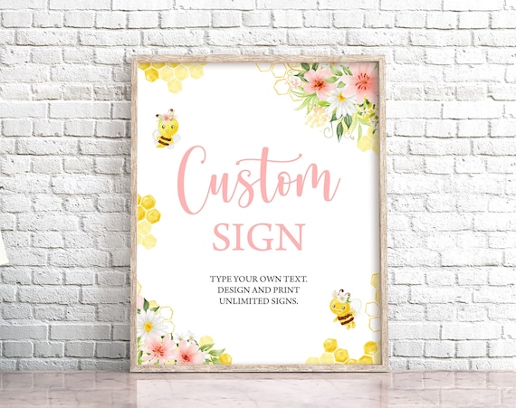 EDITABLE Bee Custom Sign Honey Bee Custom Sign Bumble Bee Baby | Etsy