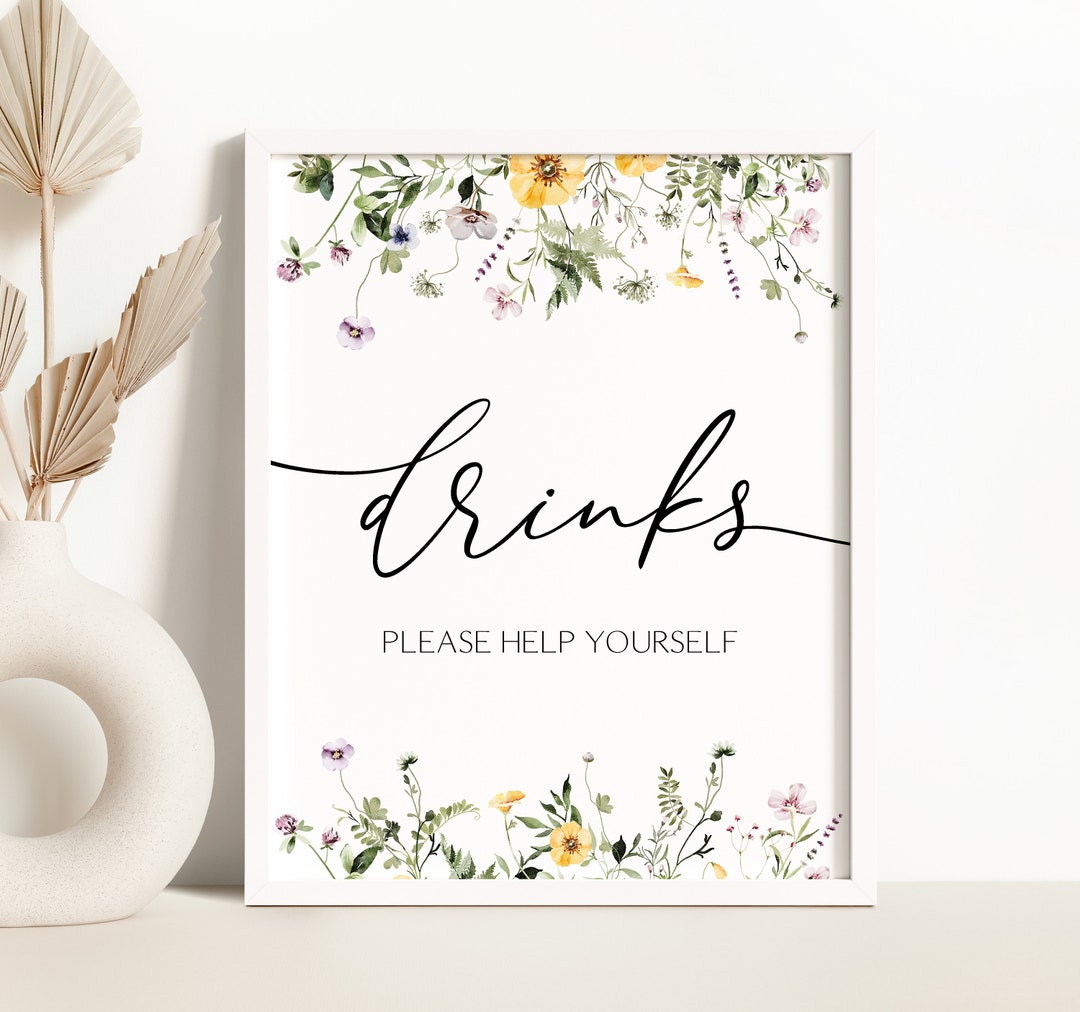 Wildflower Drink Table Sign Wildflower Drinks Sign Wildflower Baby in Bloom Party Decor Sign ...