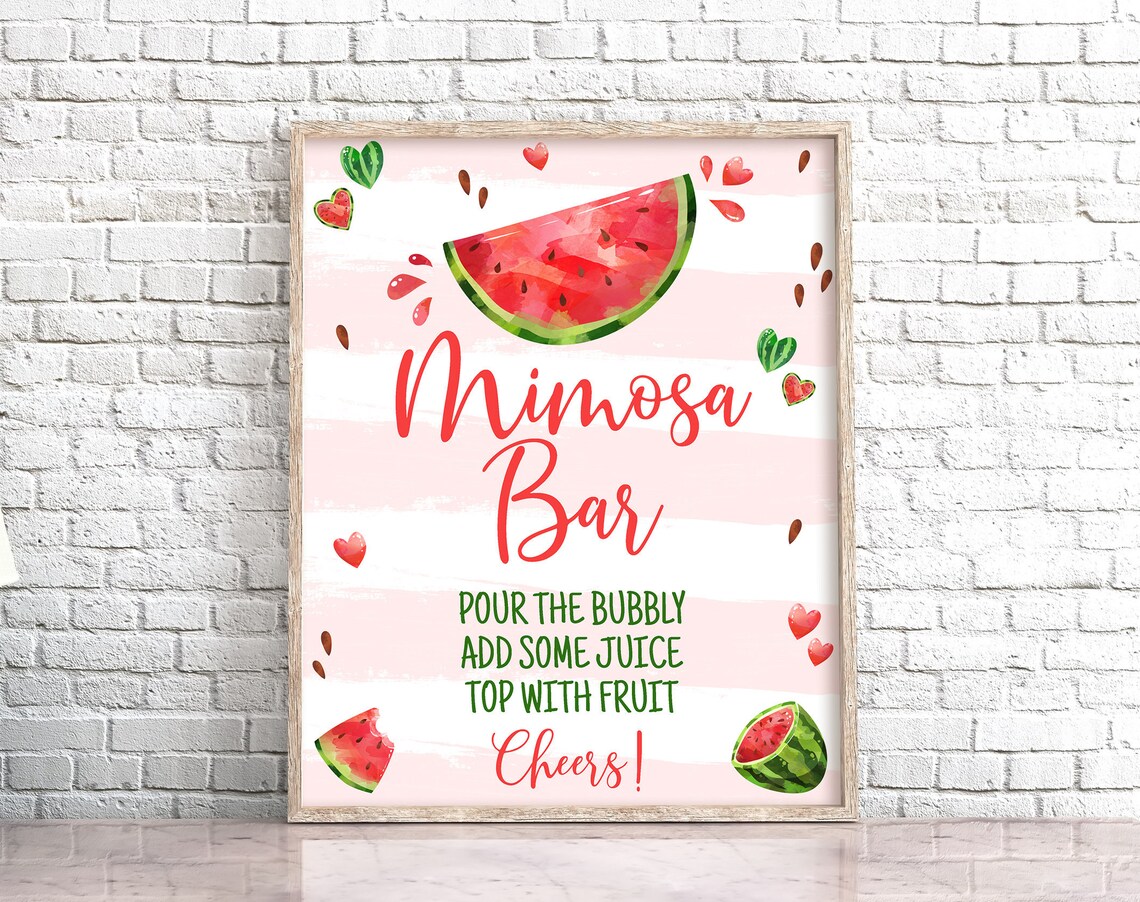 Watermelon Baby Shower Momosa Bar Sign Watermelon Mimosa Bar | Etsy