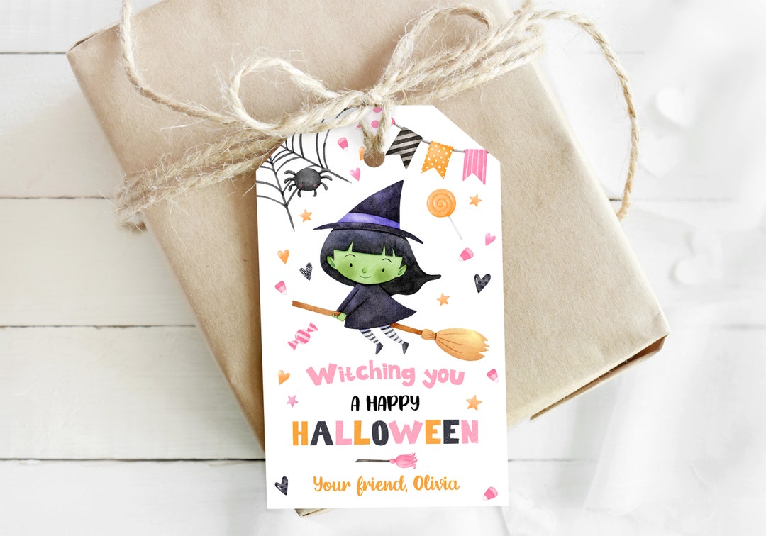EDITABLE Halloween Treat Tags, Halloween Witch Favor Tags, Witching You ...