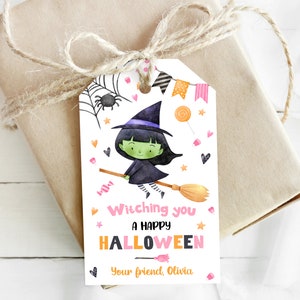 EDITABLE Halloween Treat Tags, Halloween Witch Favor Tags, Witching You ...