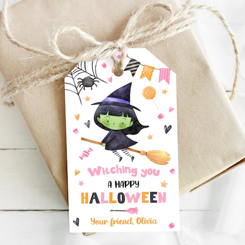 EDITABLE Halloween Treat Tags Halloween Witch Favor Tags - Etsy