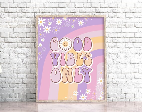 Good Vibes Only Sign 70's Birthday Party Table Decor One - Etsy
