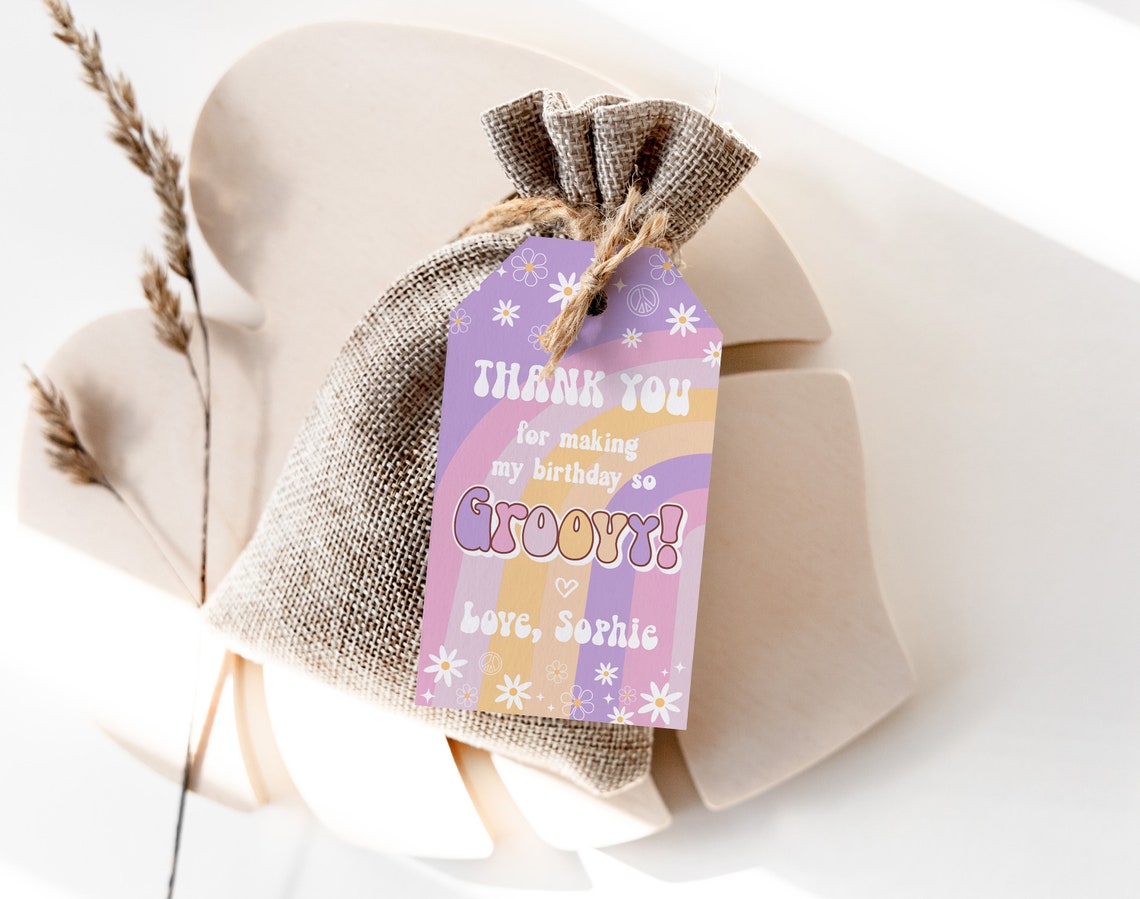 EDITABLE Groovy Birthday Favor Thank You Tag Groovy Birthday - Etsy