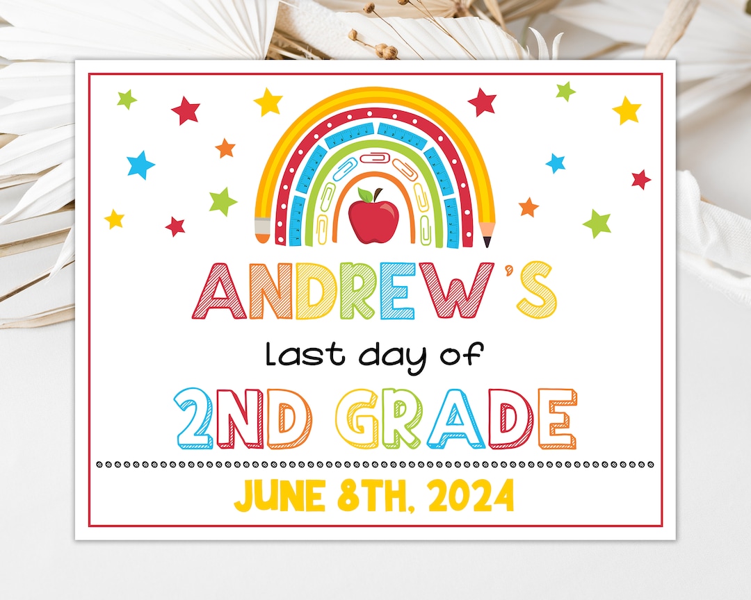 Editable Last Day of 2nd Grade Sign Last Day of School Sign School ...
