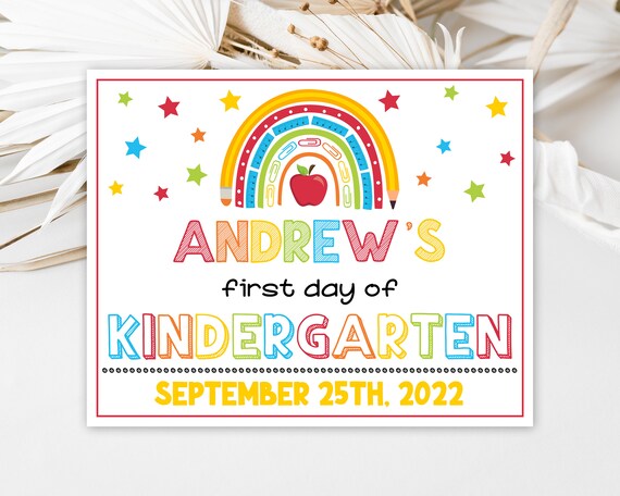 Editable First Day of Kindergarten Sign First Day of School - Etsy