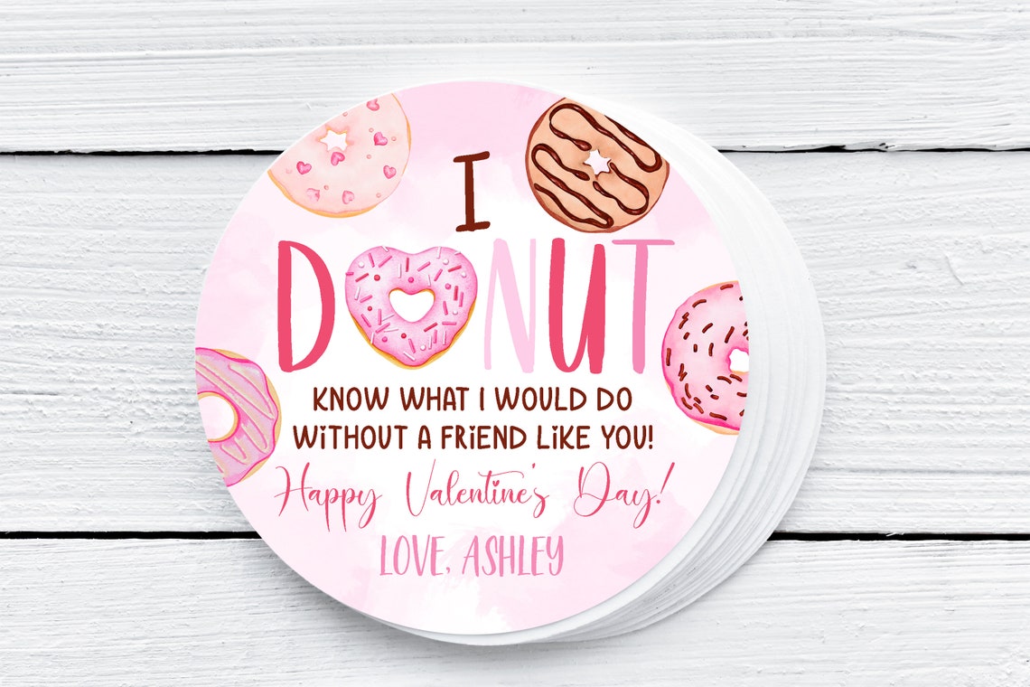 Editable Donut Valentine's Day Tags School Valentines Tag Valentine's ...