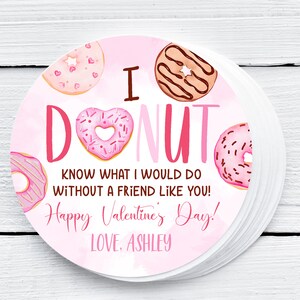Editable Donut Valentine's Day Tags School Valentines Tag Valentine's ...
