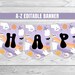 EDITABLE Spooky Halloween Ghost Birthday Food Cards Retro Groovy Ghost ...
