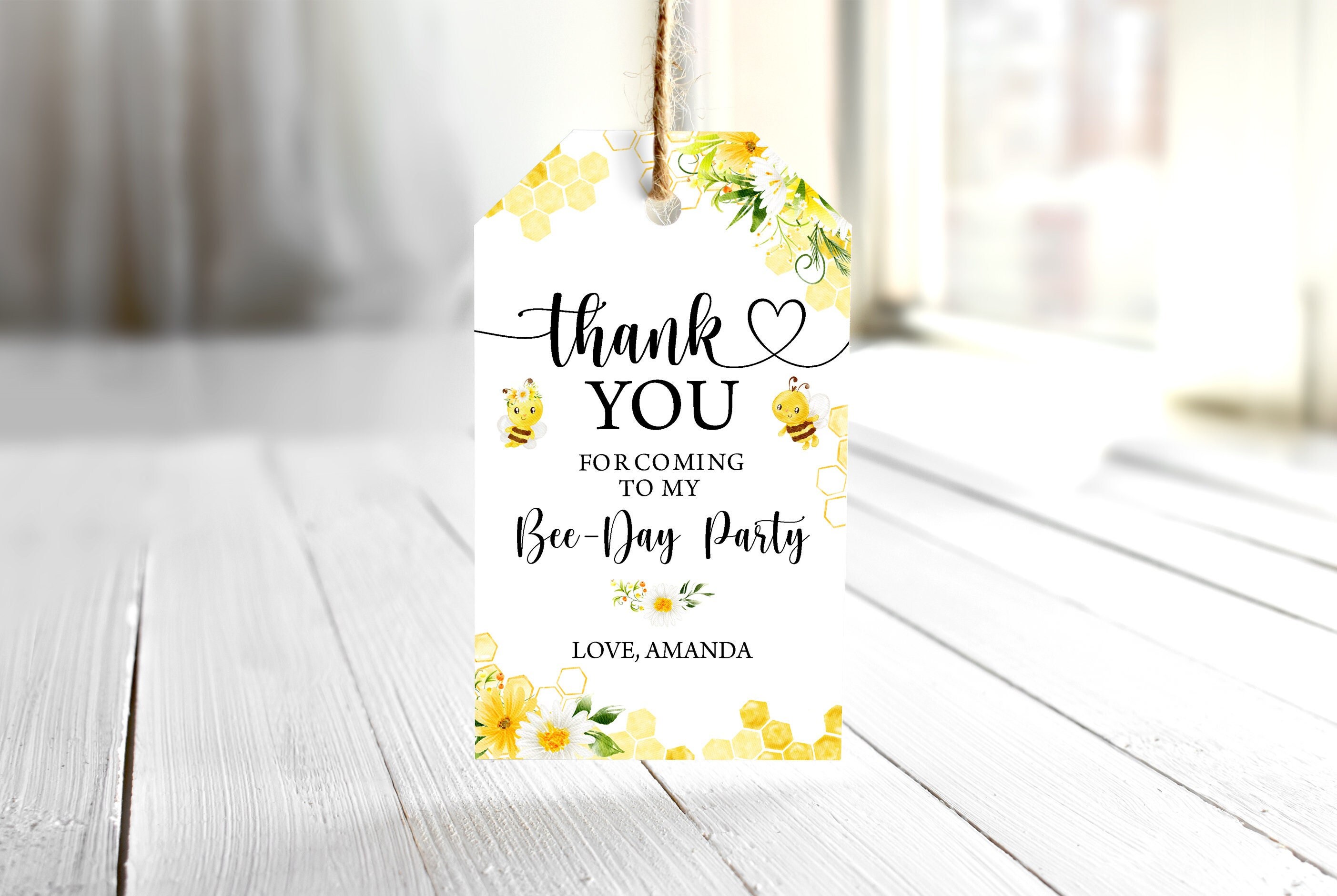 EDITABLE Bee Thank You Tags Thank You for Coming to My Bee-day - Etsy