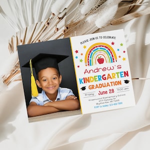 Editable Kindergarten Graduation Invitation Graduation Party Invitation ...
