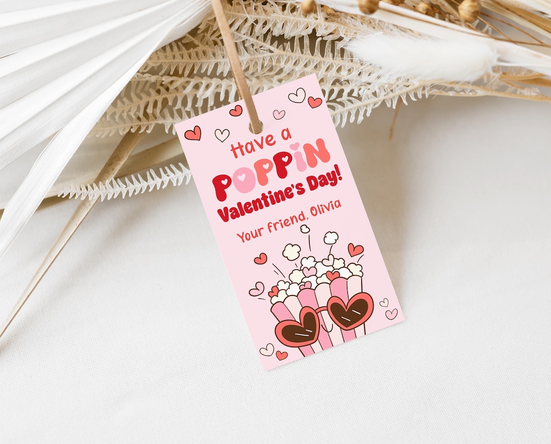 Editable Have a Poppin Valentine's Day Card Popcorn Valentine's Day Tag ...
