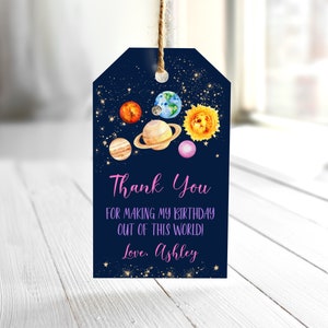 EDITABLE Space Birthday Favor Tags Galaxy Planets Outer Space Tag Outer ...