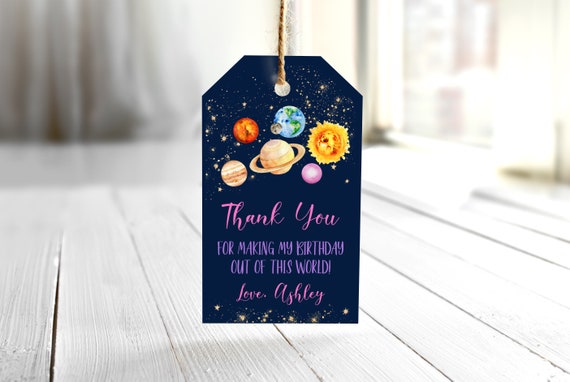 EDITABLE Space Birthday Favor Tags Galaxy Planets Outer Space | Etsy