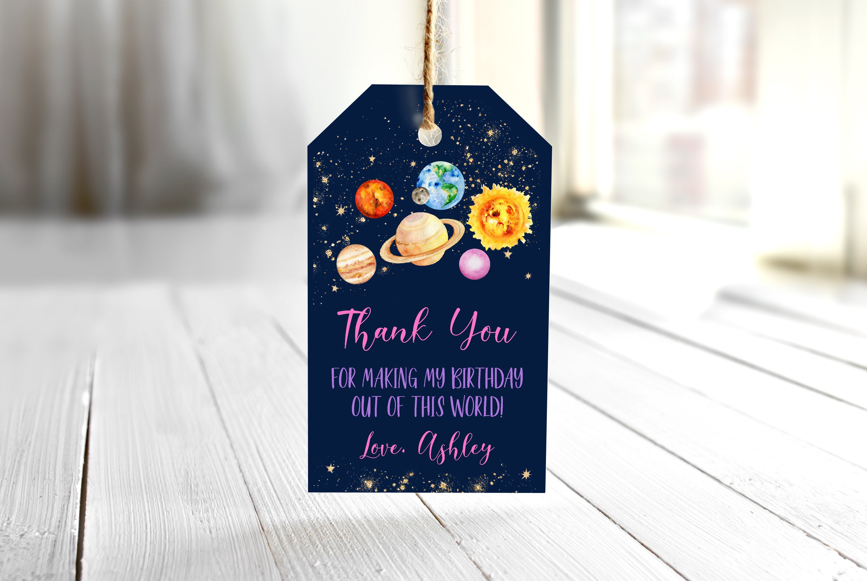 EDITABLE Space Birthday Favor Tags Galaxy Planets Outer Space - Etsy