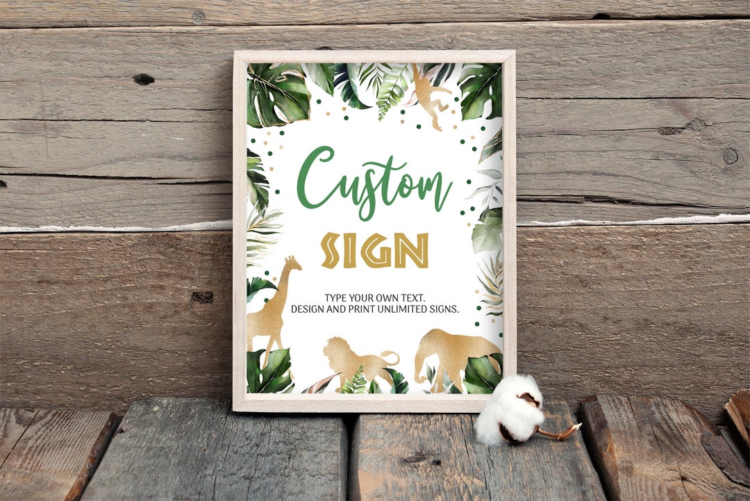 EDITABLE Safari Animals Birthday Table Sign, Wild Animals Sign. Custom ...