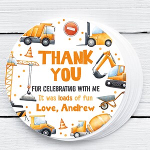 EDITABLE Construction Thank You Tags Dump Truck Birthday Favor Tag ...