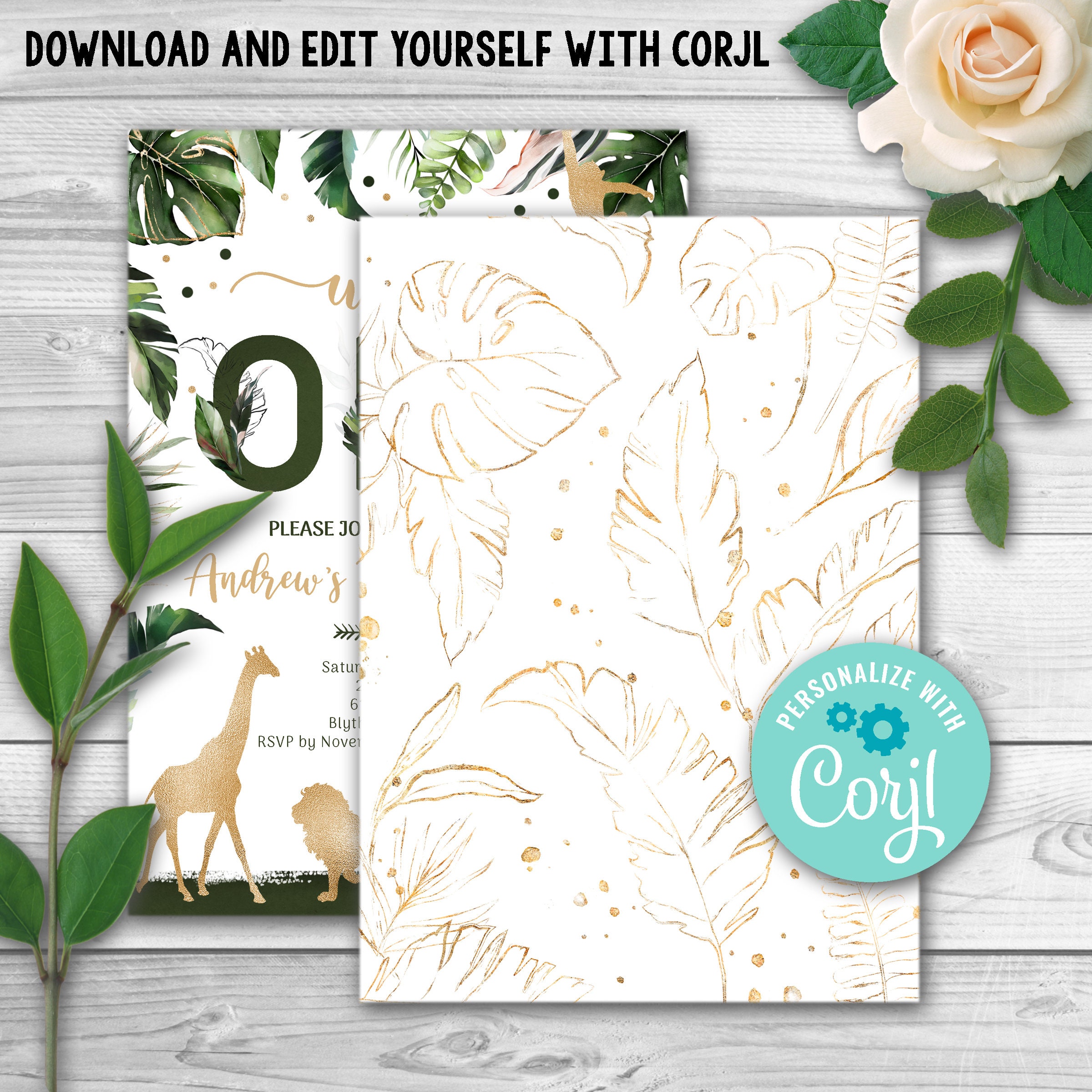 EDITABLE Safari Party Invitation, Wild One Birthday Invitation, Jungle ...