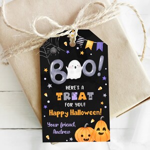 EDITABLE Halloween Treat Tags, Boo Halloween Tags, Halloween Pumpkin ...
