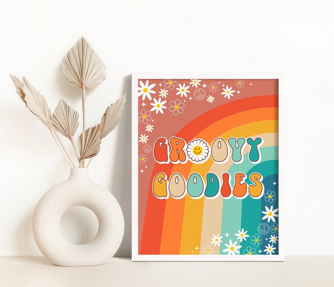 Groovy Goodies Sign 70's Birthday Party Table Decor One Two Groovy ...