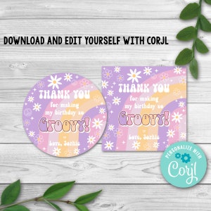 EDITABLE Groovy Birthday Favor Thank You Tag Groovy Birthday Favor Tag ...