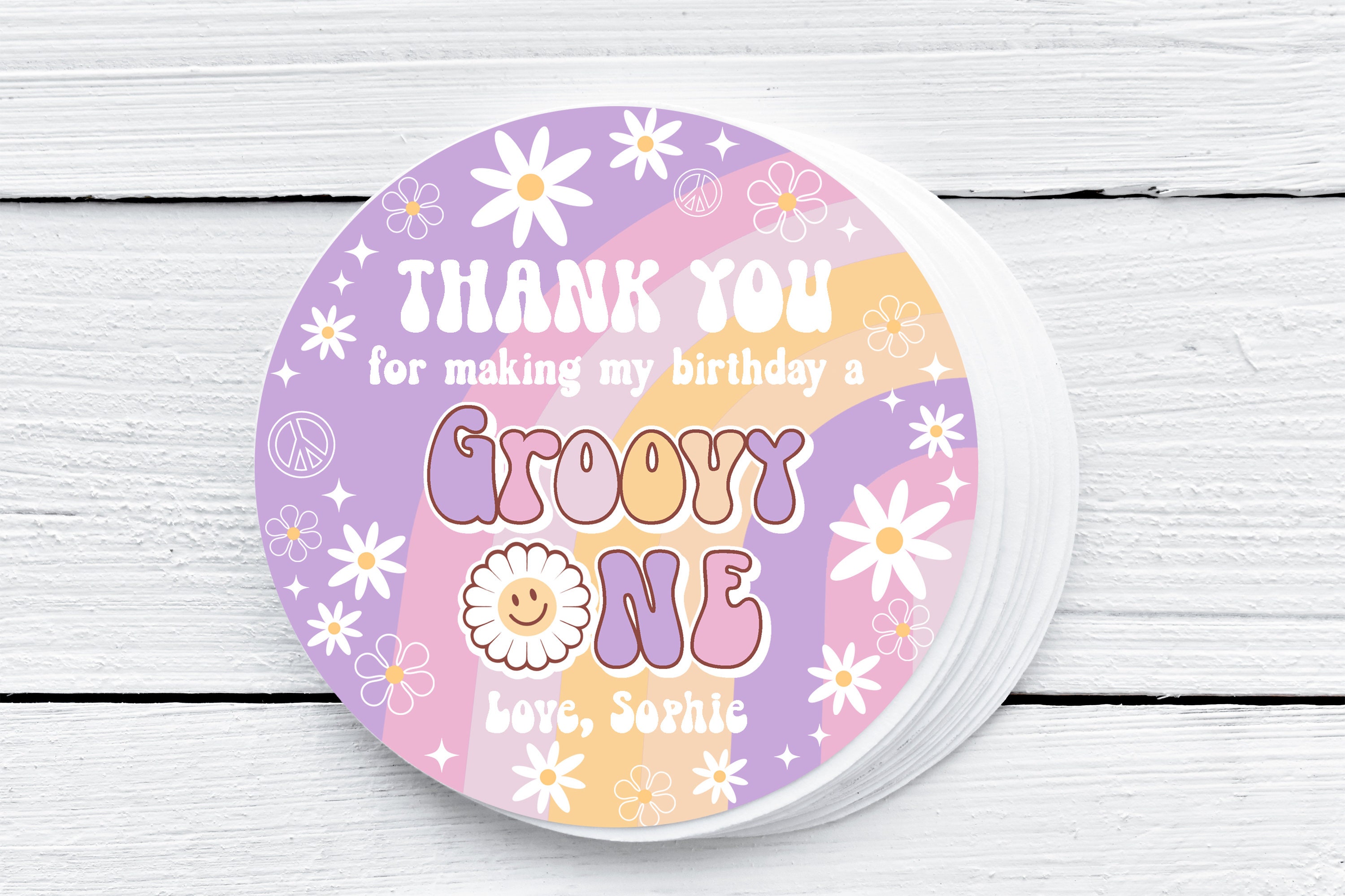 EDITABLE Groovy One Birthday Favor Thank You Tag Groovy Birthday Favor ...