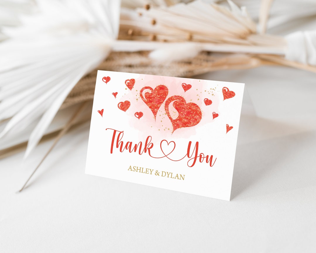 Editable Valentine Thank You Folded Card A Little Sweetheart Thank You ...