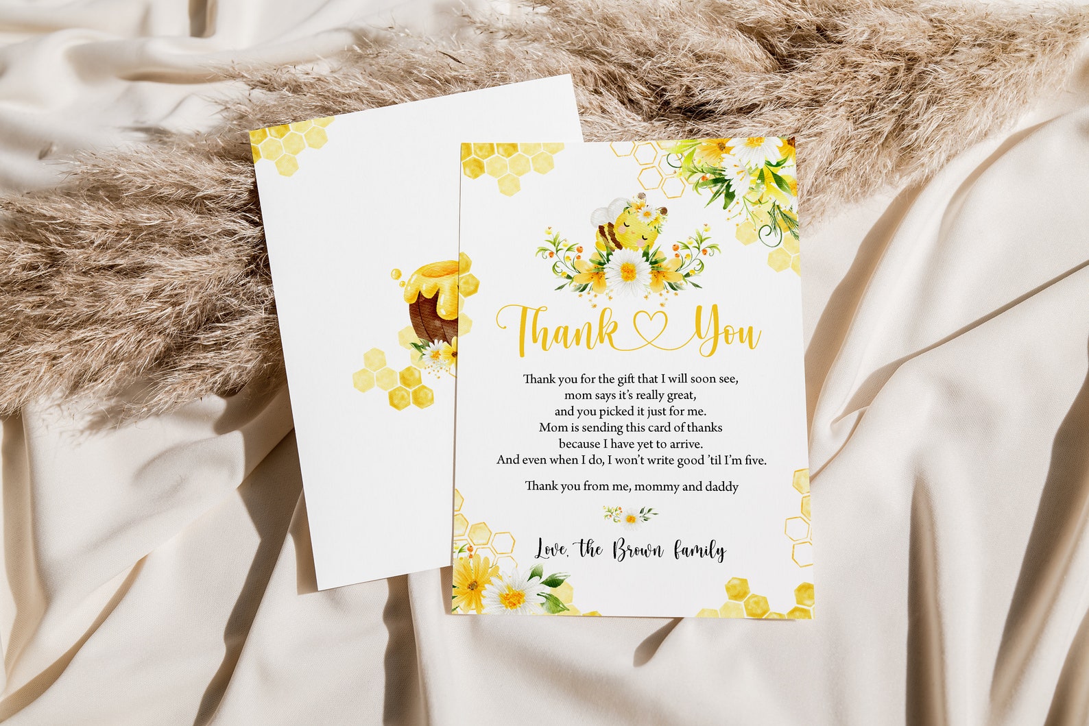 Editable Honey Bee Thank You Card Bumble Bee Baby Showerthank | Etsy