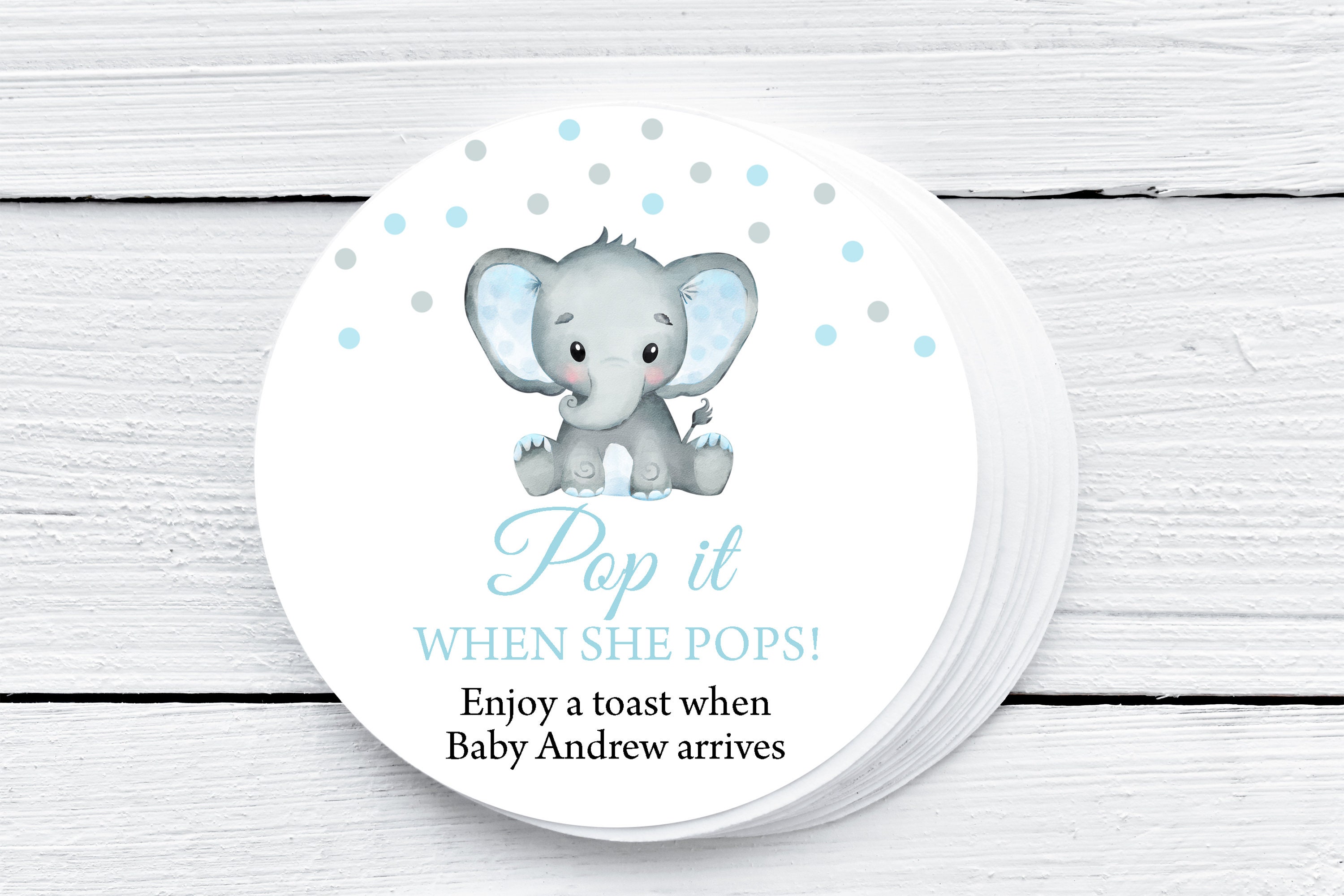 EDITABLE Elephant Pop It When She Pops Mini Champagne Favor - Etsy