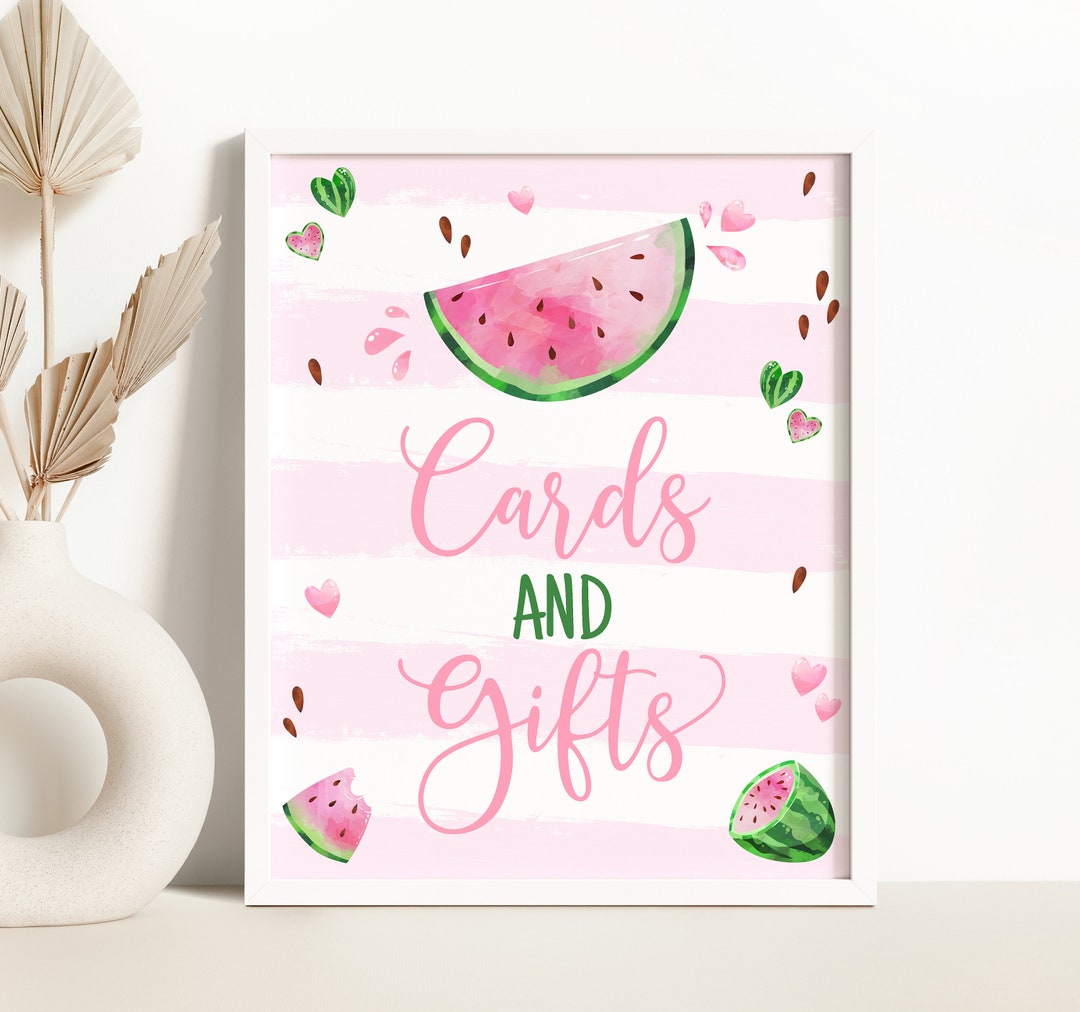 Watermelon Cards and Gifts Sign Pink Watermelon Baby Shower Cards and ...