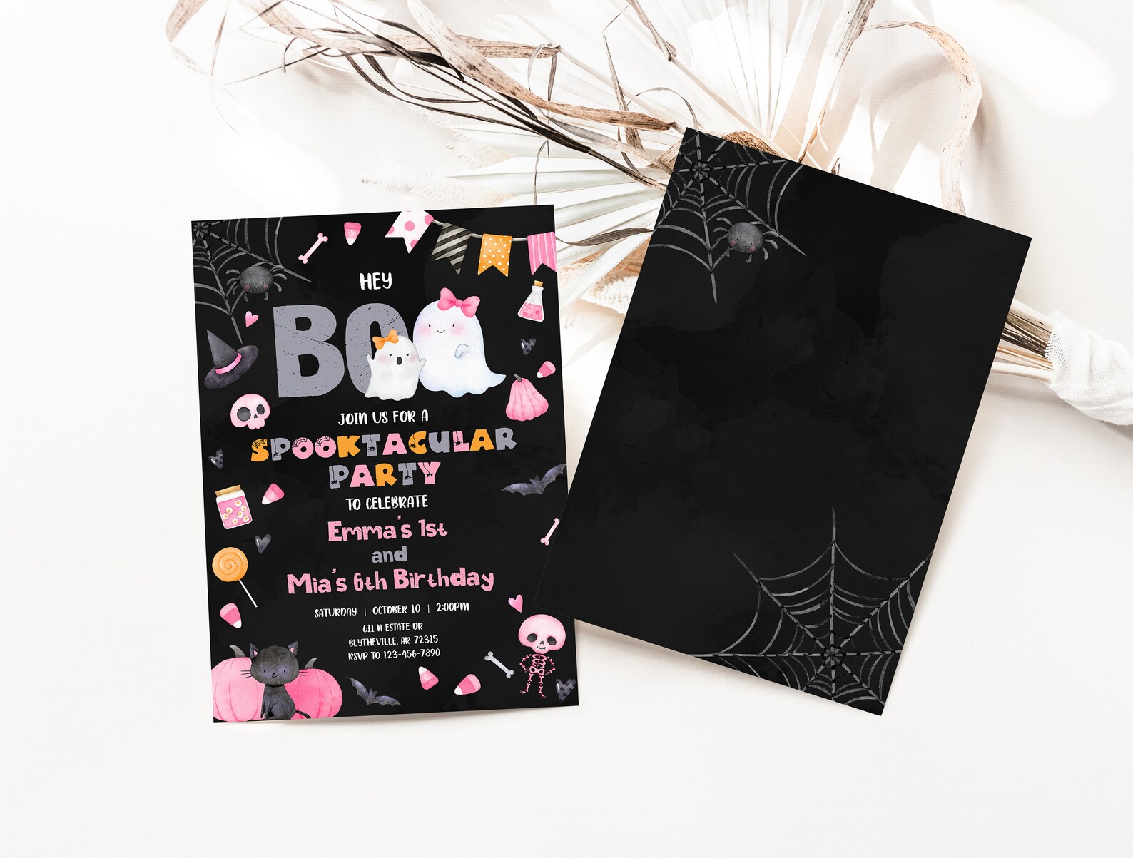 Editable Halloween Pink Ghost Birthday Invitation Halloween - Etsy