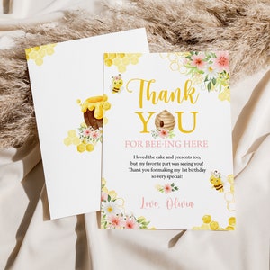 Editable Honey Bee Thank You Card Bumble Bee Thank You Card Sweet as ...