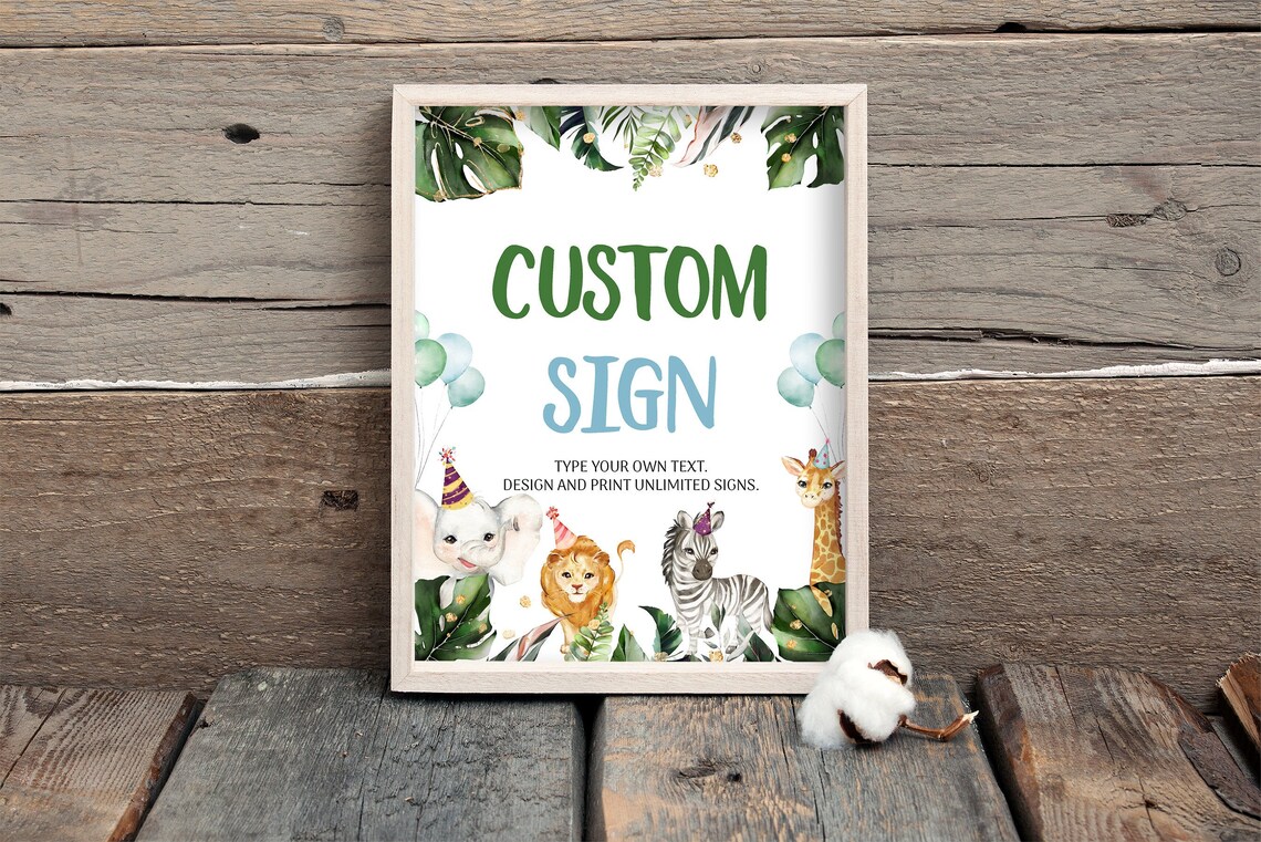 EDITABLE Safari Animals Birthday Table Sign Wild Animals - Etsy