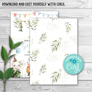 EDITABLE Safari Party Invitation, Jungle Two WILD Animal Invitations ...