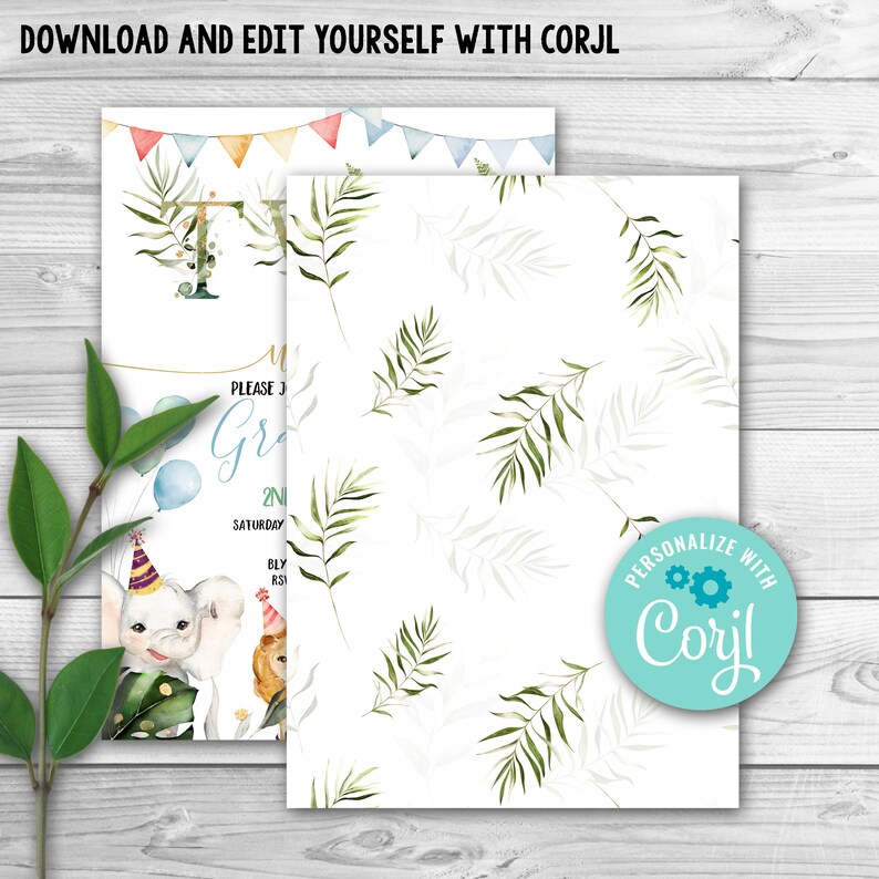 EDITABLE Safari Party Invitation Jungle Two WILD Animal | Etsy