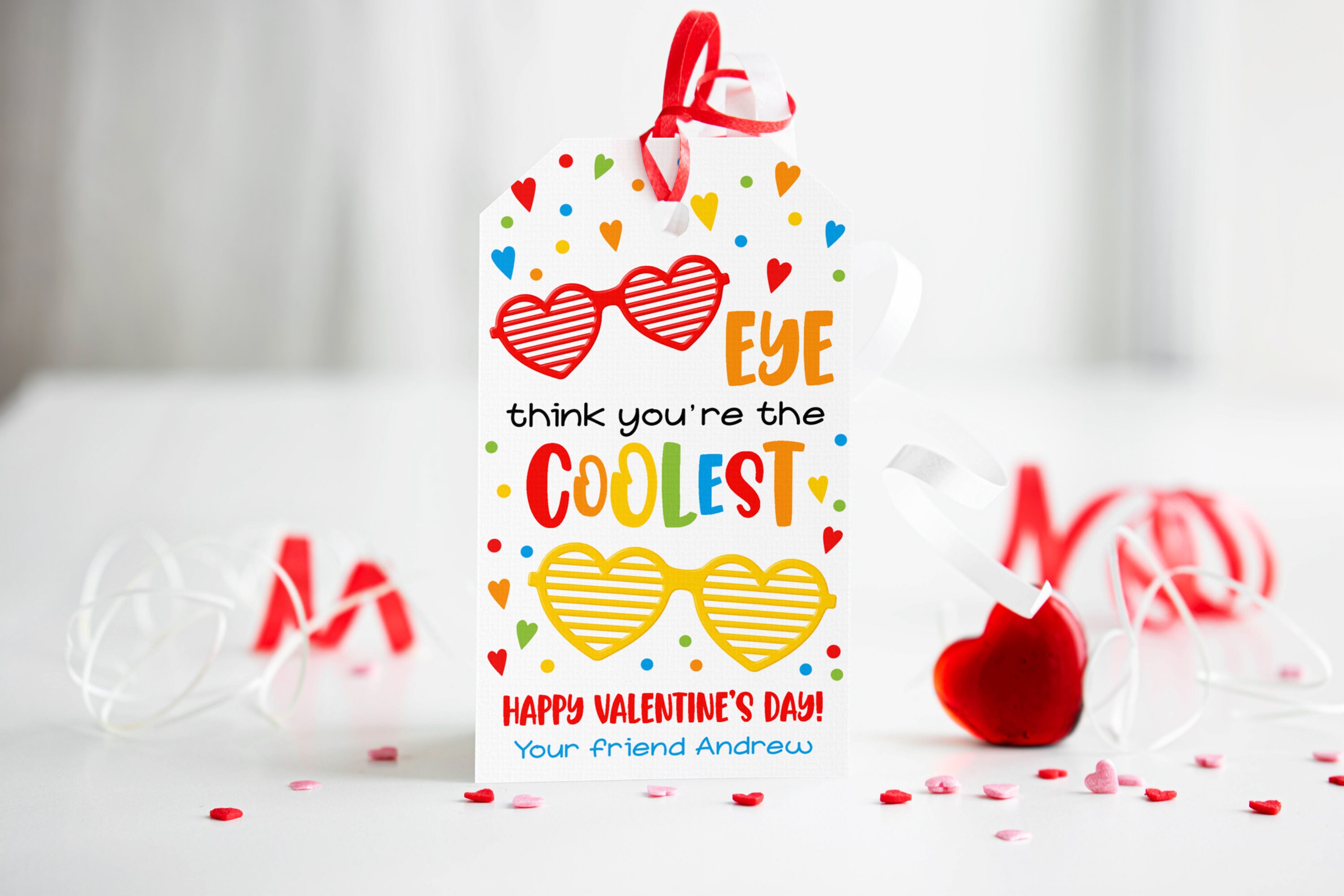 Editable Valentines Glasses Gift Tag Eye Think Your the Coolest ...