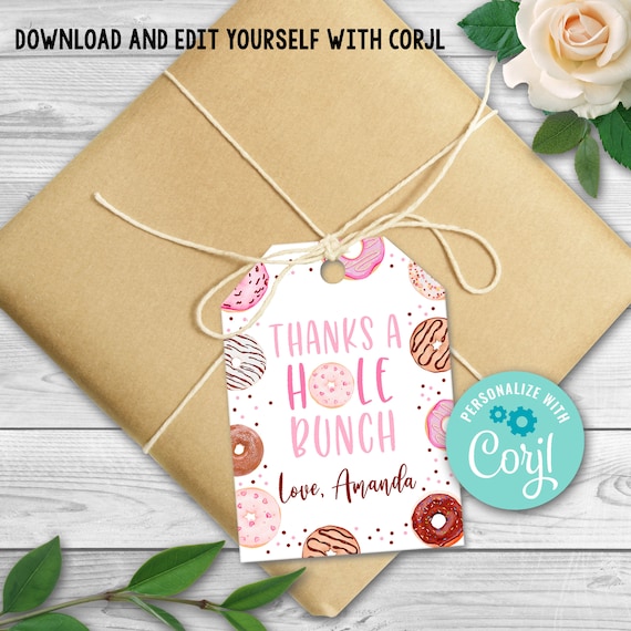 Editable Donut Favor Tags Donut Thank You Tags A Hole Bunch | Etsy