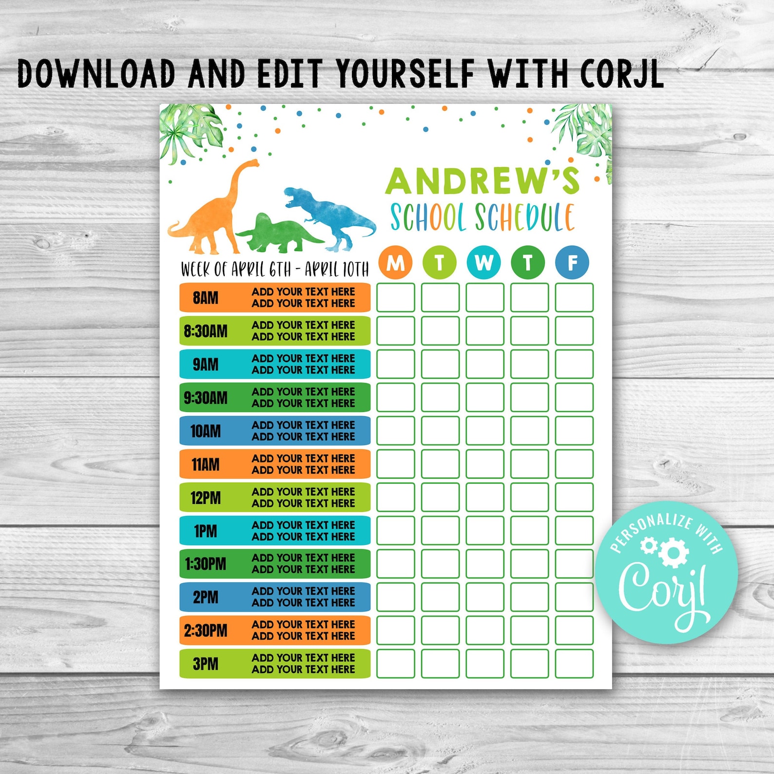 Dinosaur Homeschool Schedule Dinosaur Daily Routine Kids | Etsy