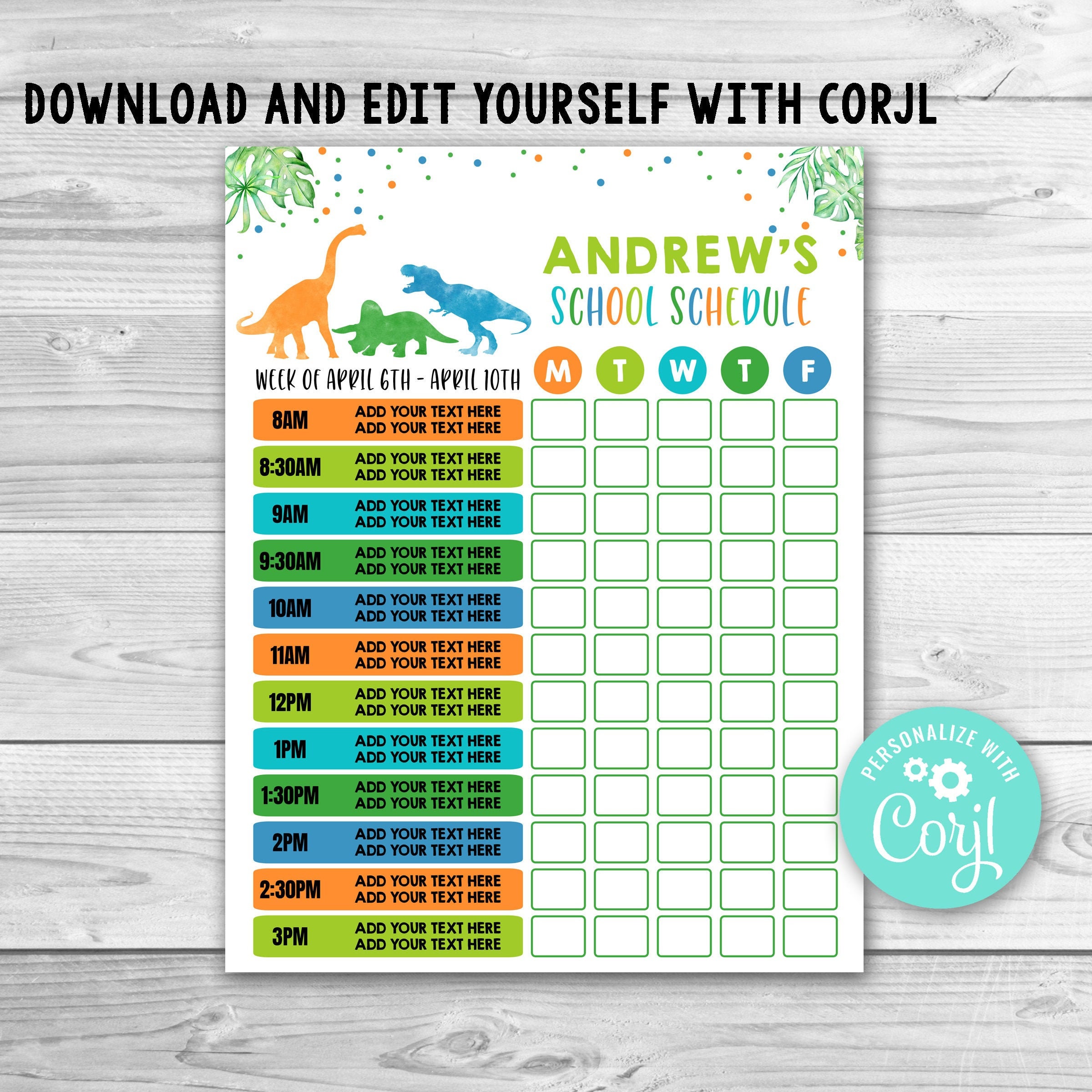 Dinosaur Homeschool Schedule Dinosaur Daily Routine Kids - Etsy UK