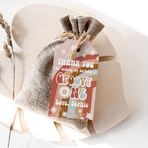 EDITABLE Groovy One Birthday Favor Thank You Tag Groovy Birthday Favor ...