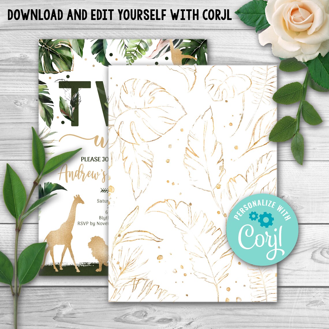 EDITABLE Safari Party Invitation Jungle Two WILD Animal - Etsy